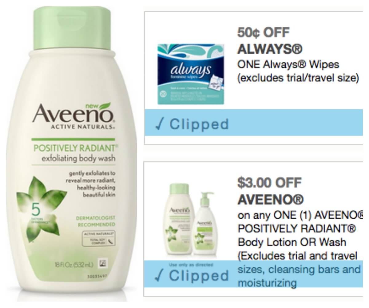 Today’s Top New Coupons – Savings from Always & Aveeno | Living Rich ...