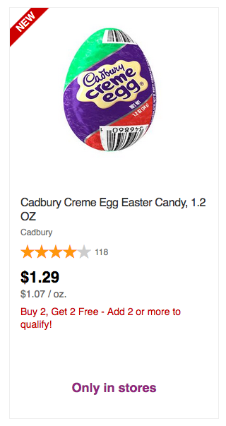 Buy 2, Get 2 FREE Cadbury Egg, Mini Eggs, Hershey Eggs, or Bunny Ears ...
