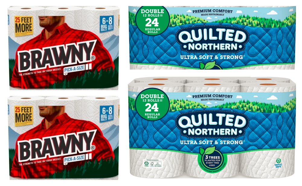 Brawny Paper Towels 6pk & Quilted Northern 12pk Double Rolls or 6pk ...