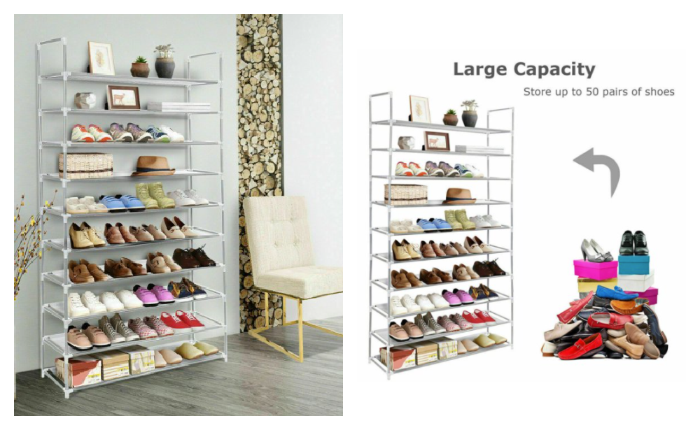 10 Tiers Shoe Rack 50 Pair Stackable Shoe Rack Storage She just $28.59 ...