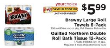 Brawny Paper Towels 6pk & Quilted Northern 12pk Double Rolls or 6pk ...
