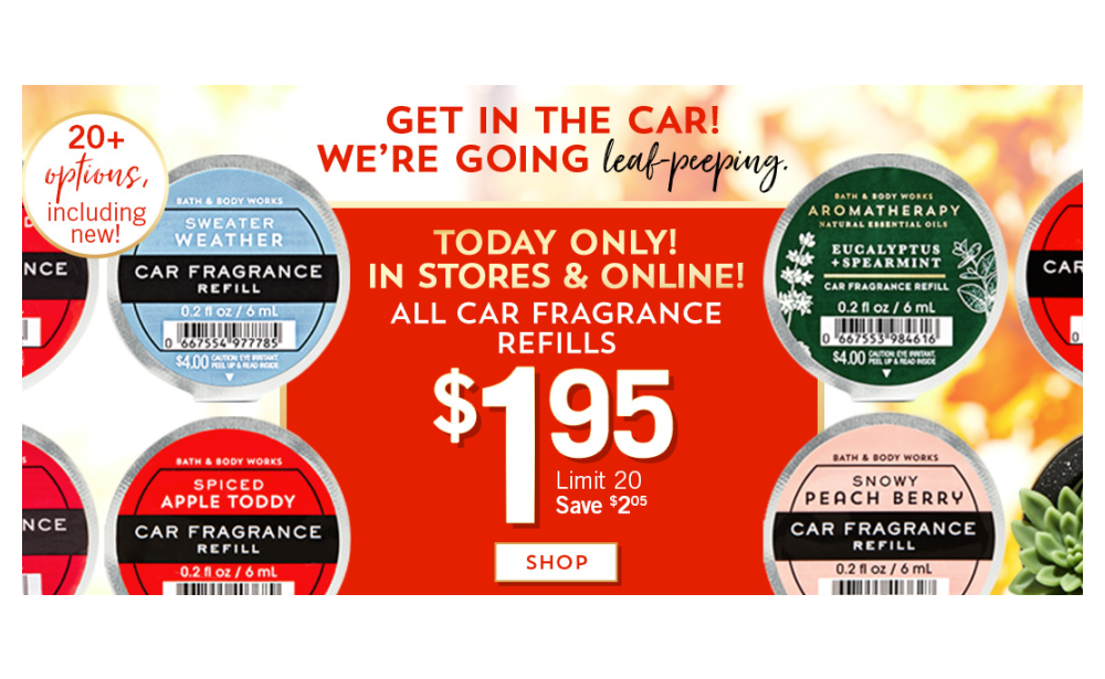 Today Only! Bath & Body Works Car Fragrance Refills Just $1.95 (Reg. $4 ...