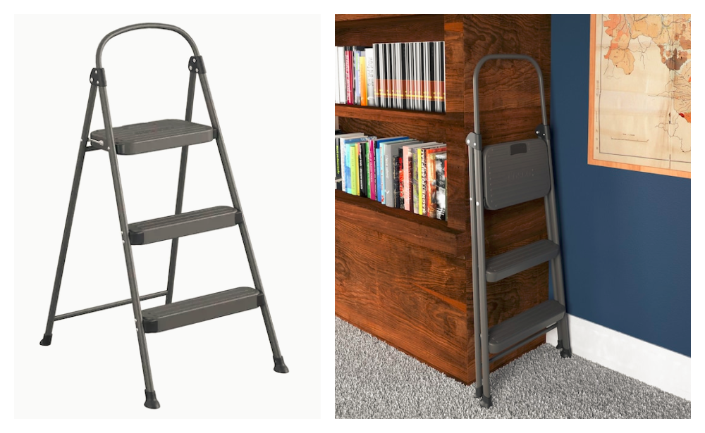 Cosco 3-Step 225-lb Capacity Gray Steel Foldable Step Stool only $15 ...