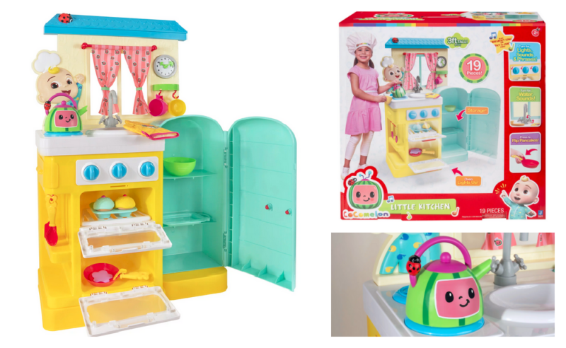 CoComelon 3′ Little Kitchen Playset With Lights & Sounds, 19 Pieces ...
