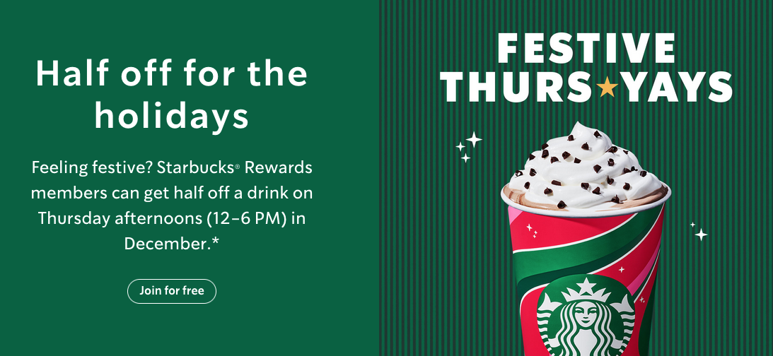 50% off Hand Crafted Drinks at Starbucks Every Thursday in December ...