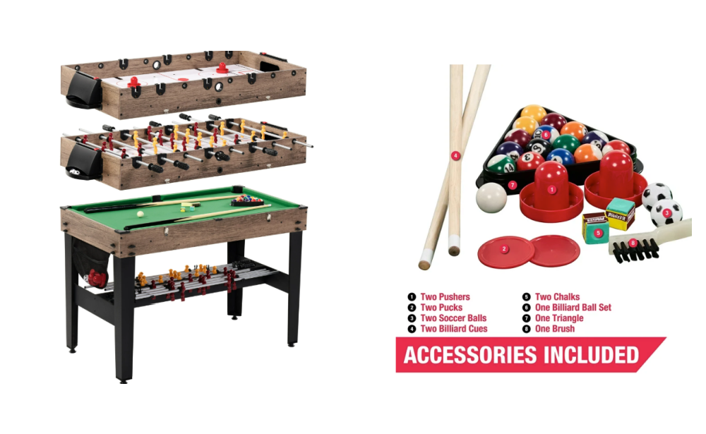48″ 3-in-1 Multi Game, Pool Table, Air Hockey, Foosball Table, by MD ...