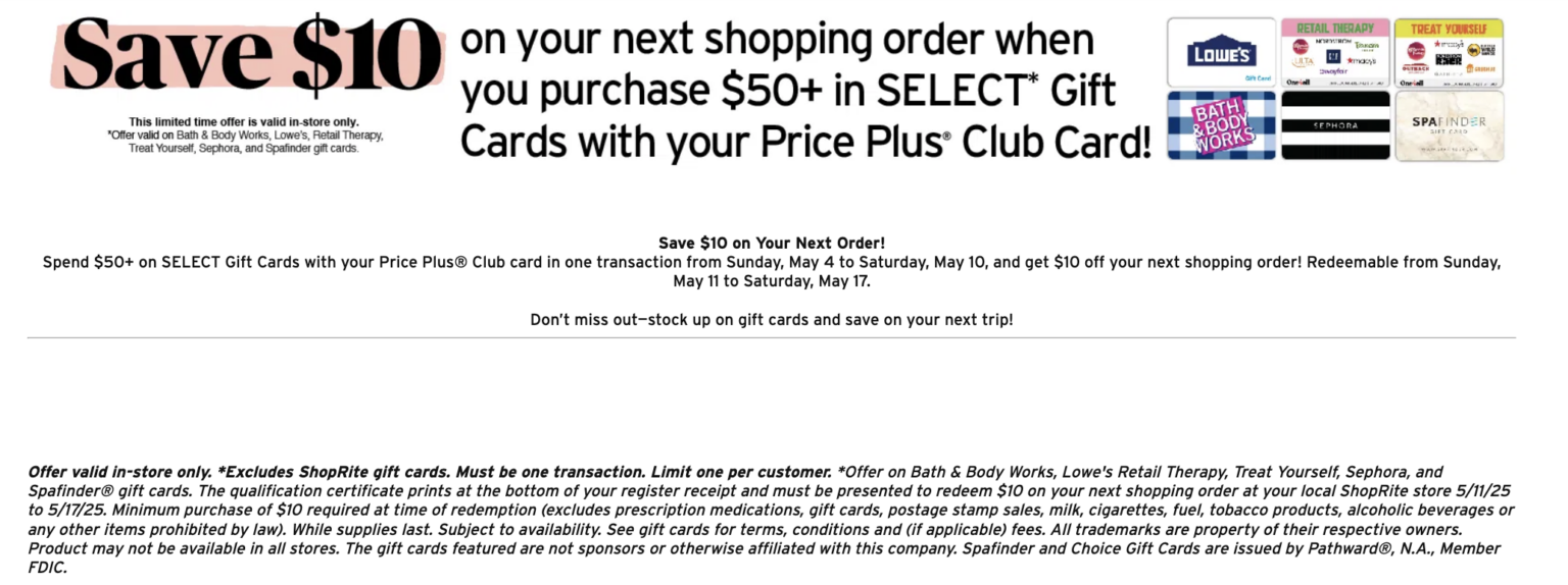 ShopRite Shoppers: Gift Card Deal – $10 in FREE Groceries!{5/4 ...