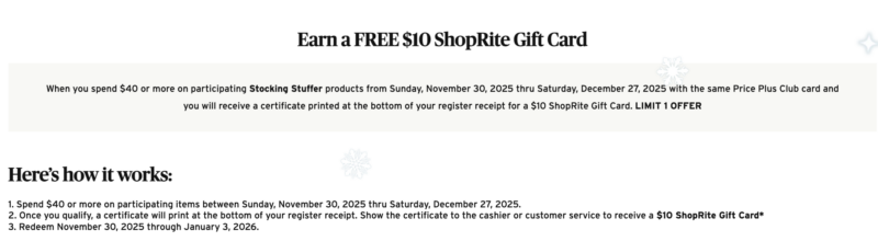 Last Chance! ShopRite Stocking Stuffers Gift Card Promo! Earn a $10 ...