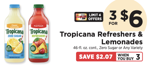 Tropicana Refreshers & Lemonades as Low as $1.24 at ShopRite!{Rebate ...