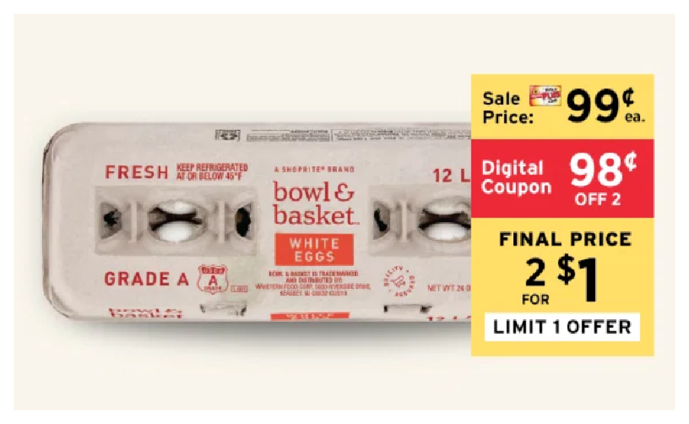 ShopRite 3 Day Digital Flash Deal | Bowl & Basket Eggs 2 for $1 ...