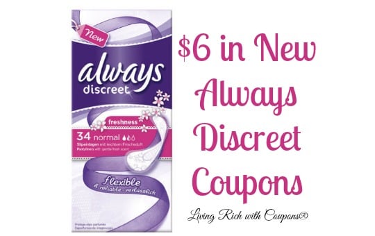 $6 in New Always Discreet Coupons – FREE at Target, $0.72 at Walmart ...